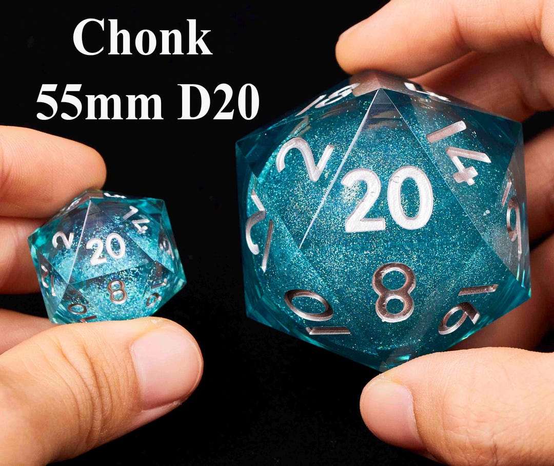 Blue Liquid Core Chonk D20, Oversized D20 Dice, Large 20 Sided Dice ...
