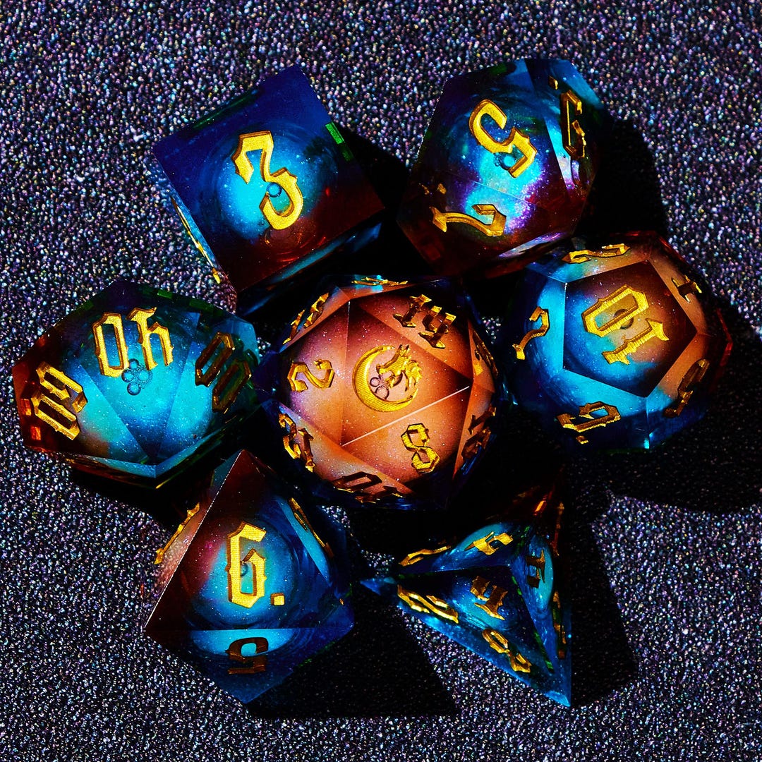 Moon Liquid Core Dnd Dice Set for Role Playing Games, Galaxy Dungeons ...