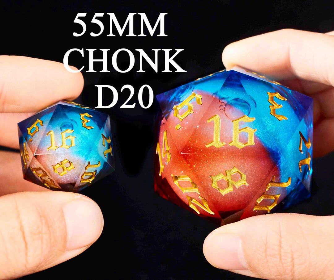 Red Blue Liquid Core Big D20 - Oversized D20, Giant Dice D20 for Dnd Gifts, Dungeons and Dragons ...