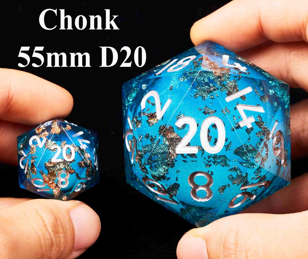 Blue Foil Liquid Core Chonk D20 for Dnd Gifts, Oversized D20 Dice for ...