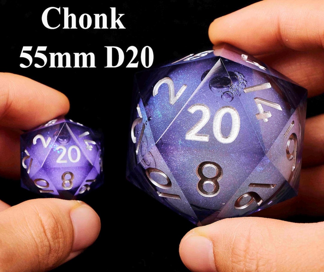 Natural and Dark Liquid Core Chonk D20 for Fighter Campaign, Oversized D20 Dice, Giant Dice D20 ...
