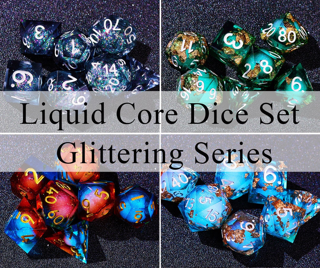 Glittering Liquid Core Dice Set for Role Playing Games , Full Dnd Dice ...