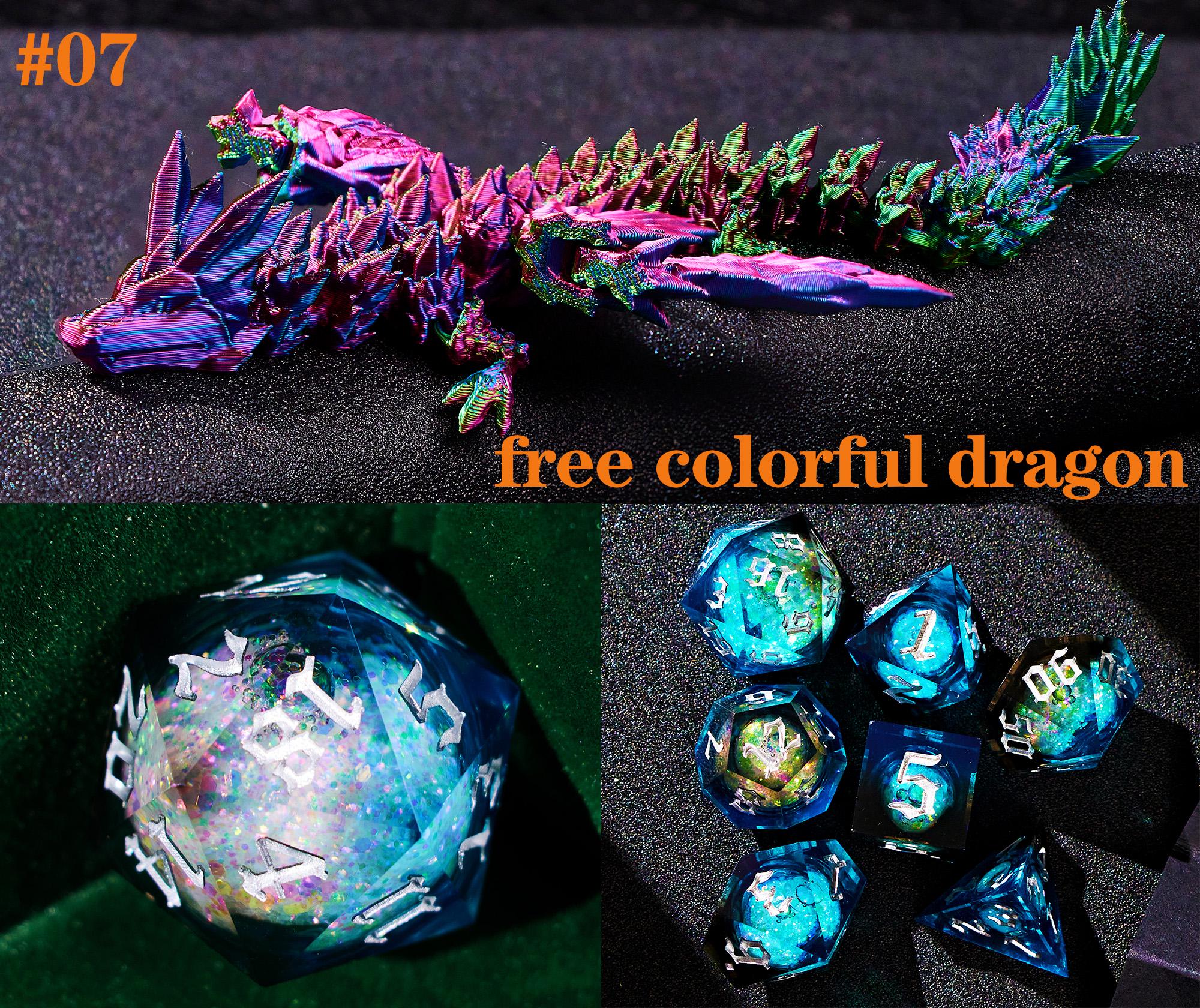 Moon&dragon Liquid Core Dice Set for Rpgs, Come With Colorful Dragon ...