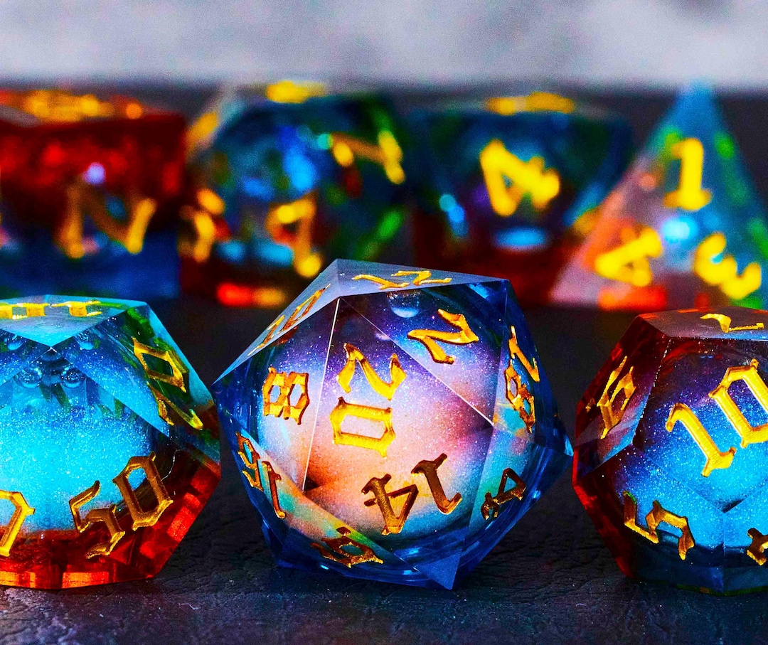 Gothic Blood Red Liquid Core Dice Set for TRPG Club,galaxy Dungeons and ...