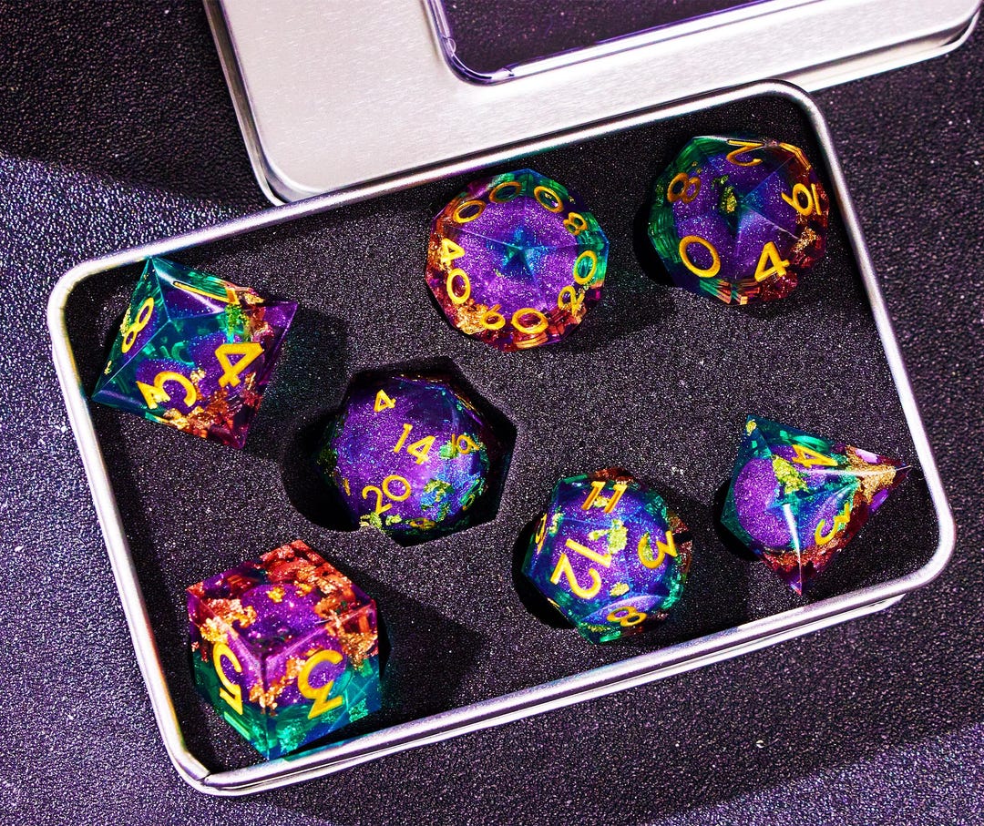 Galaxy Liquid Core Dnd Dice Set for Role Playing Games, Full Galaxy Dungeons and Dragons Dice ...