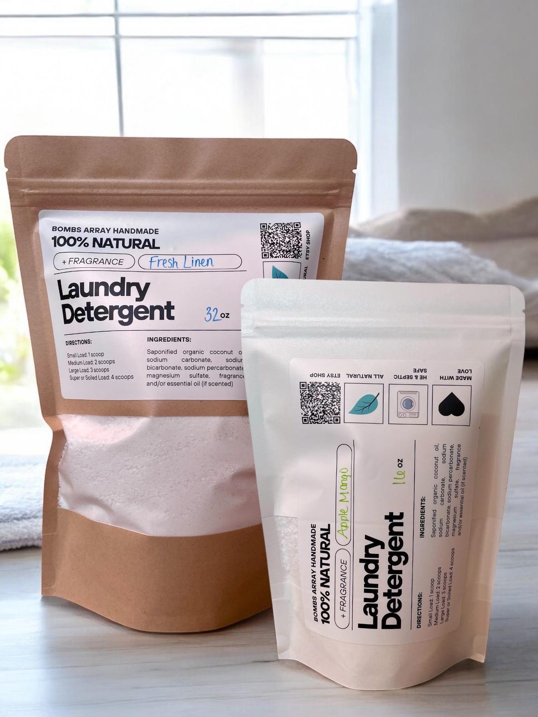 All Natural Laundry Detergent Unscented or Scented HE Safe Septic Safe ...