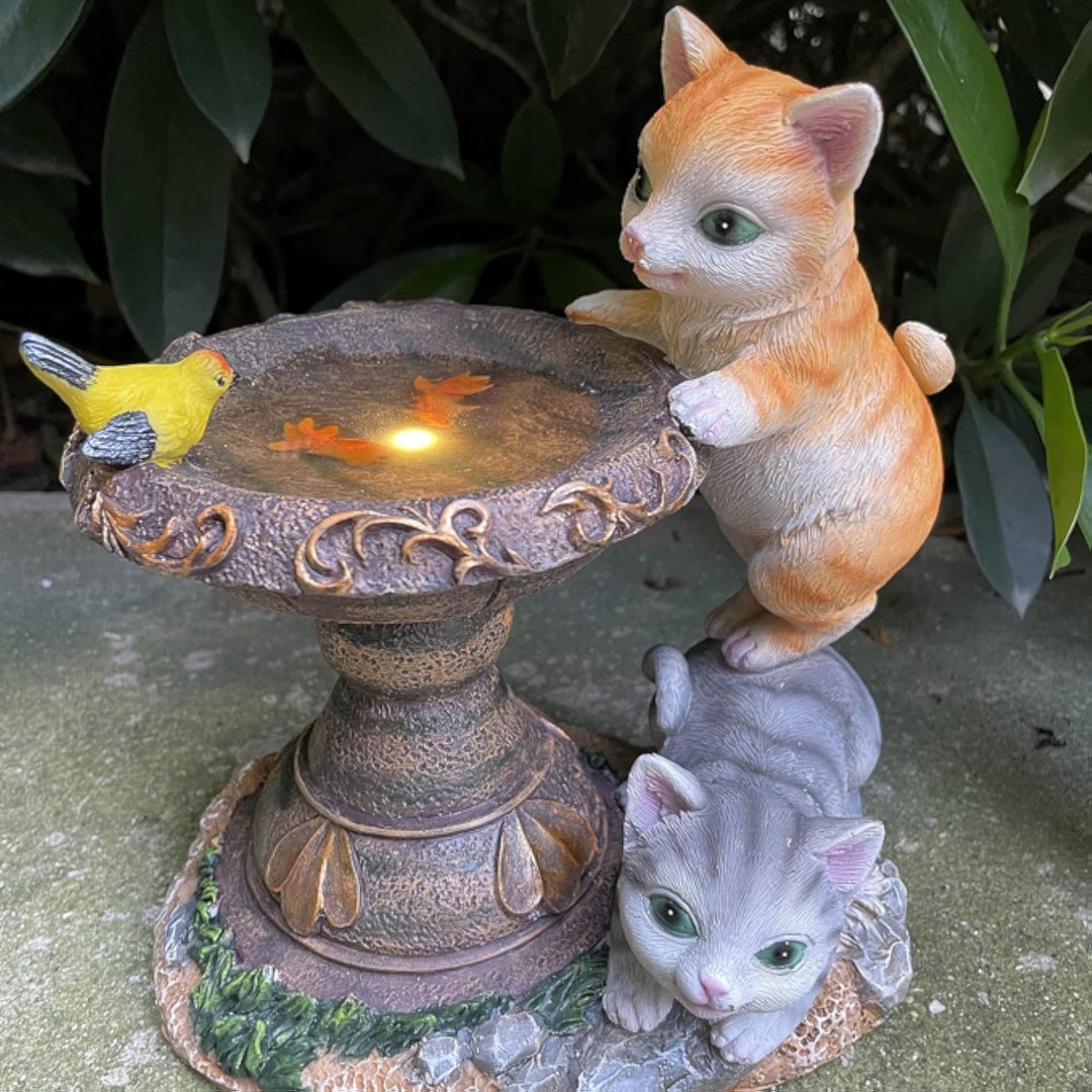 Solar Garden Statue Cat Solar Lights Outdoor Cat, Decorative Animal ...