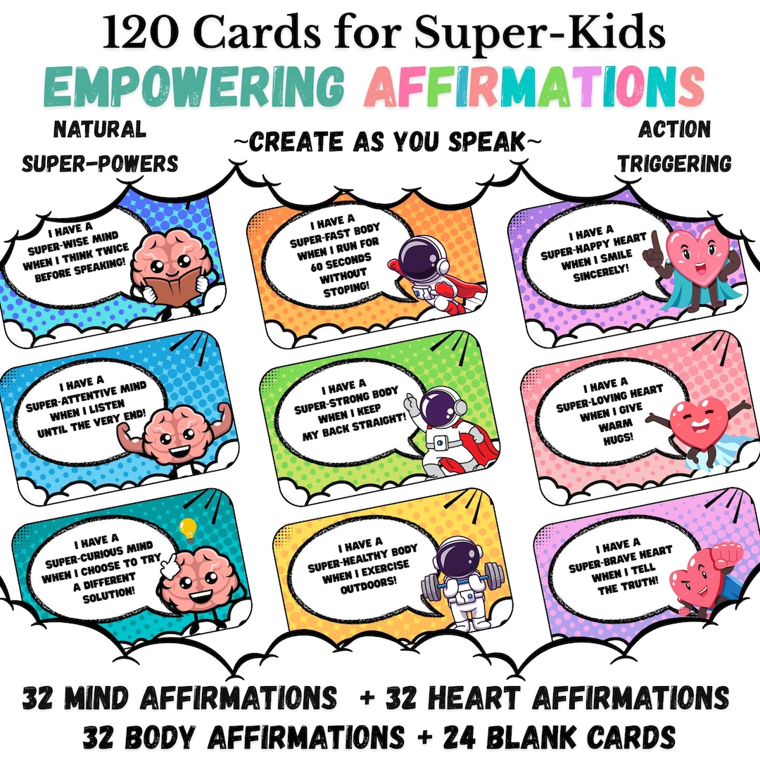 Action-based Empowering Affirmation Cards for Kids: Unlock Superpowers ...