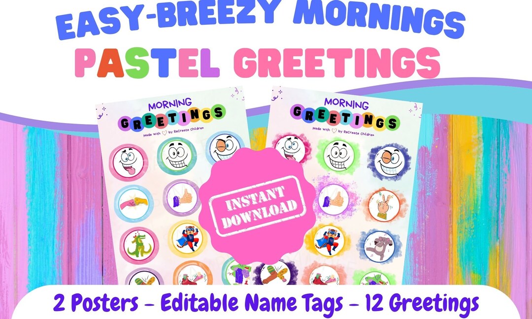 Pastel MORNING GREETINGS Posters (instant Download) - Etsy