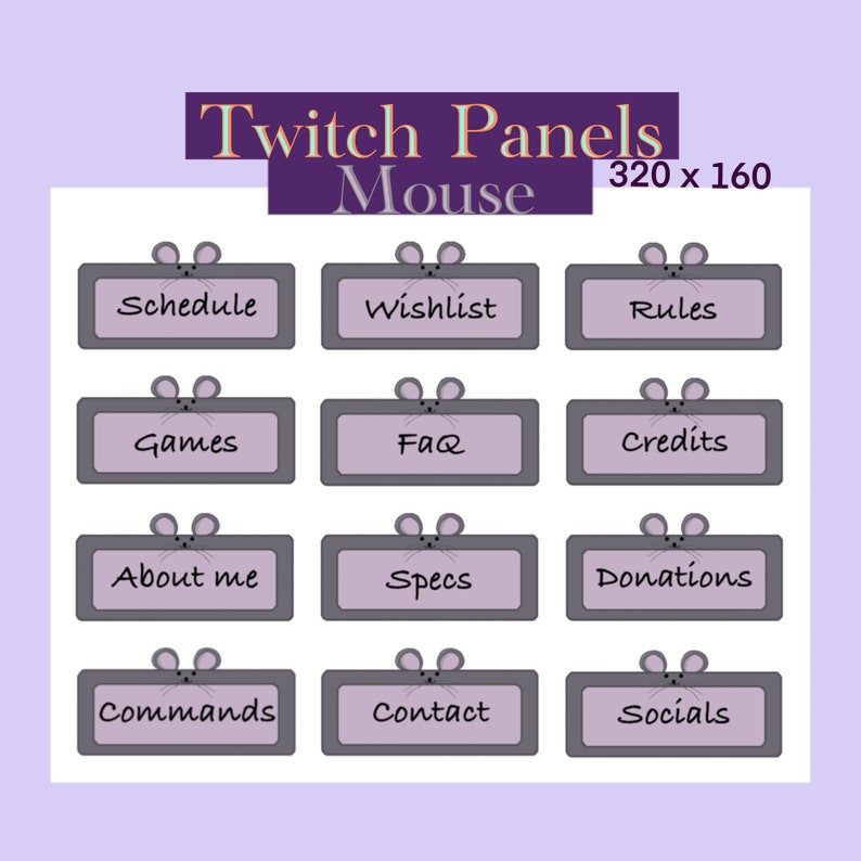 Cute Mouse Inspired Twitch Panels Adorable Kawaii - Etsy