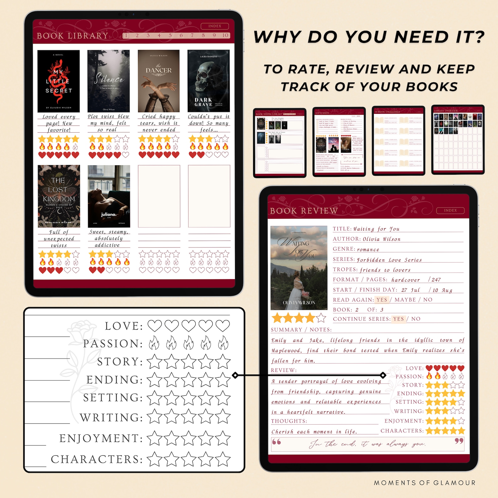 Romance Book Journal for Smut Book Log for Romance Novel Book Tracker ...
