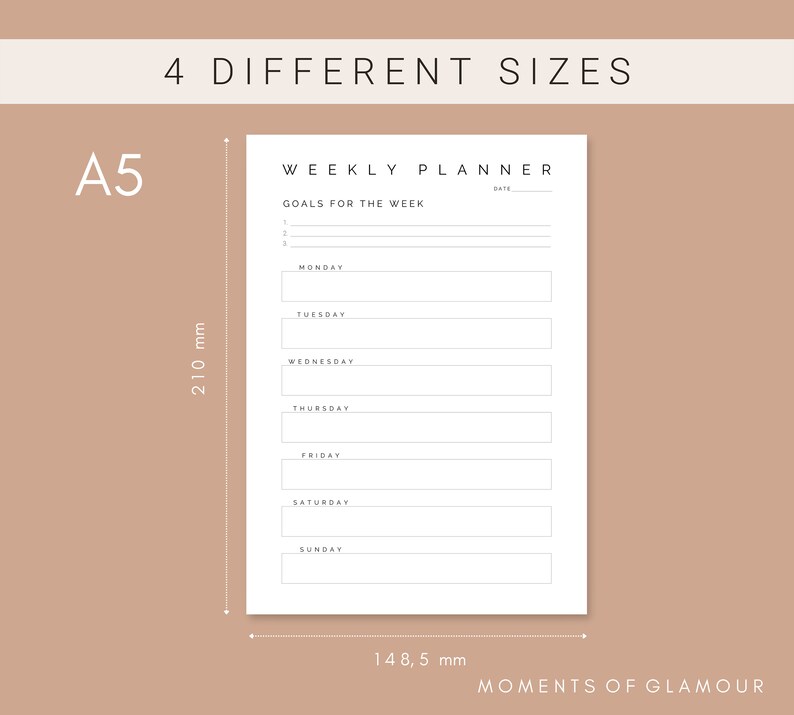 Simple Weekly Planner Printable Planner Template - Etsy
