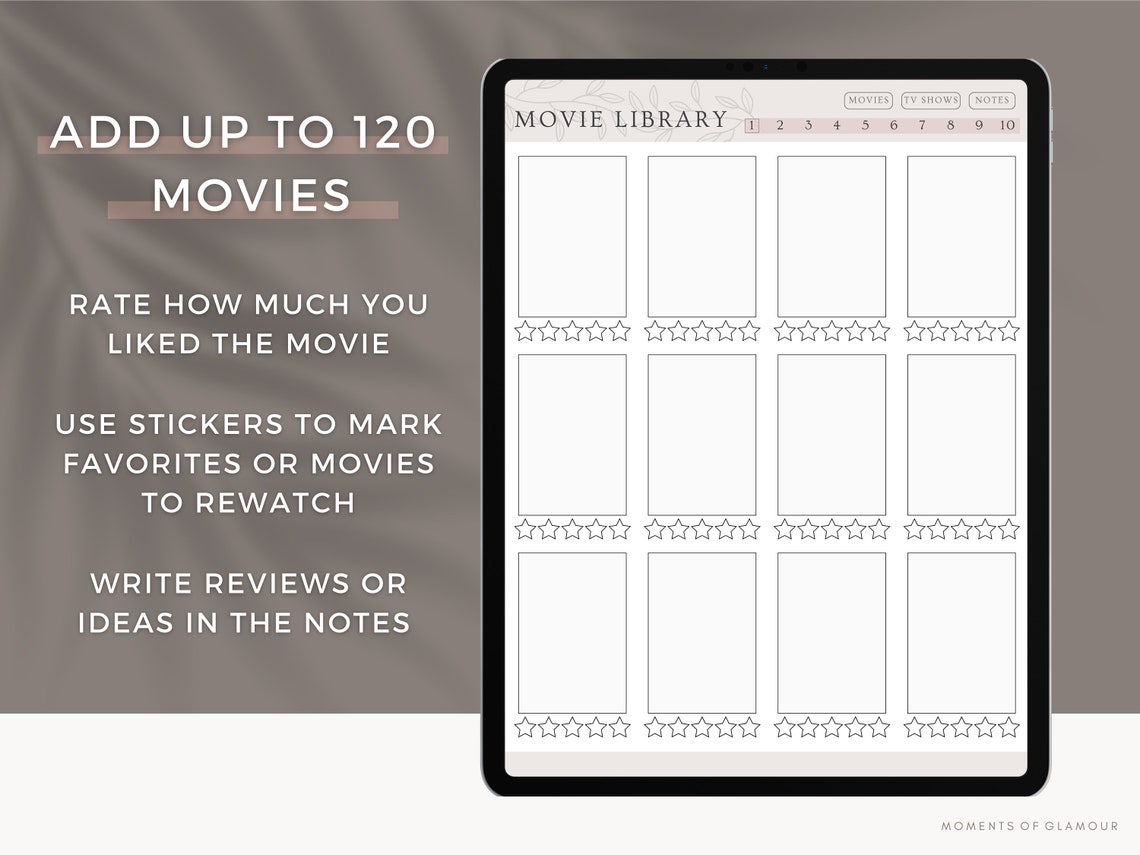 Movie Journal Digital Planner for Movies & TV Shows iPad Movie ...