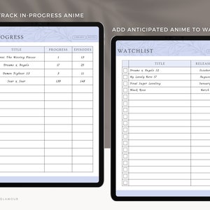 Digital Anime Journal Template Anime Checklist Anime Watchlist Digital ...