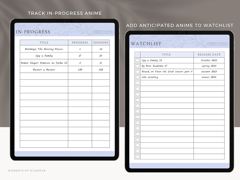 Anime Journal Digital Planner for Anime Fan Notebook Anime Tracker ...