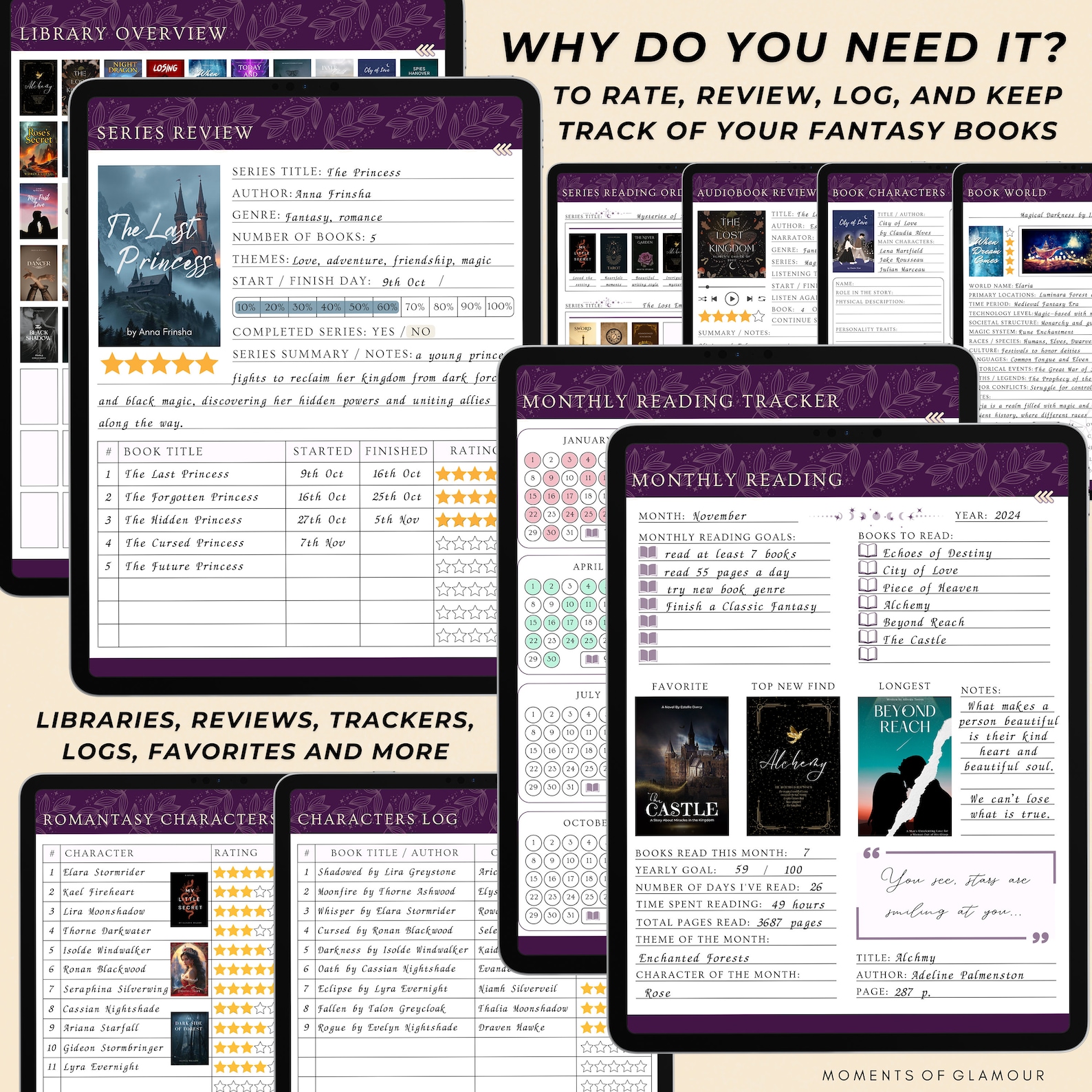 Notability Reading Tracker Digital Reader Planner With TBR List Reading Journal Page Digital ...