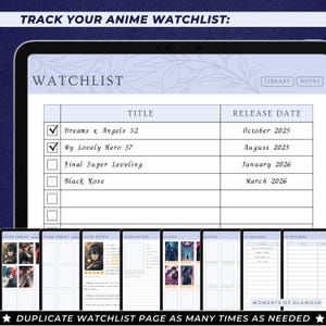 Anime Journal Digital Planner for Anime Fan Notebook Anime Tracker ...