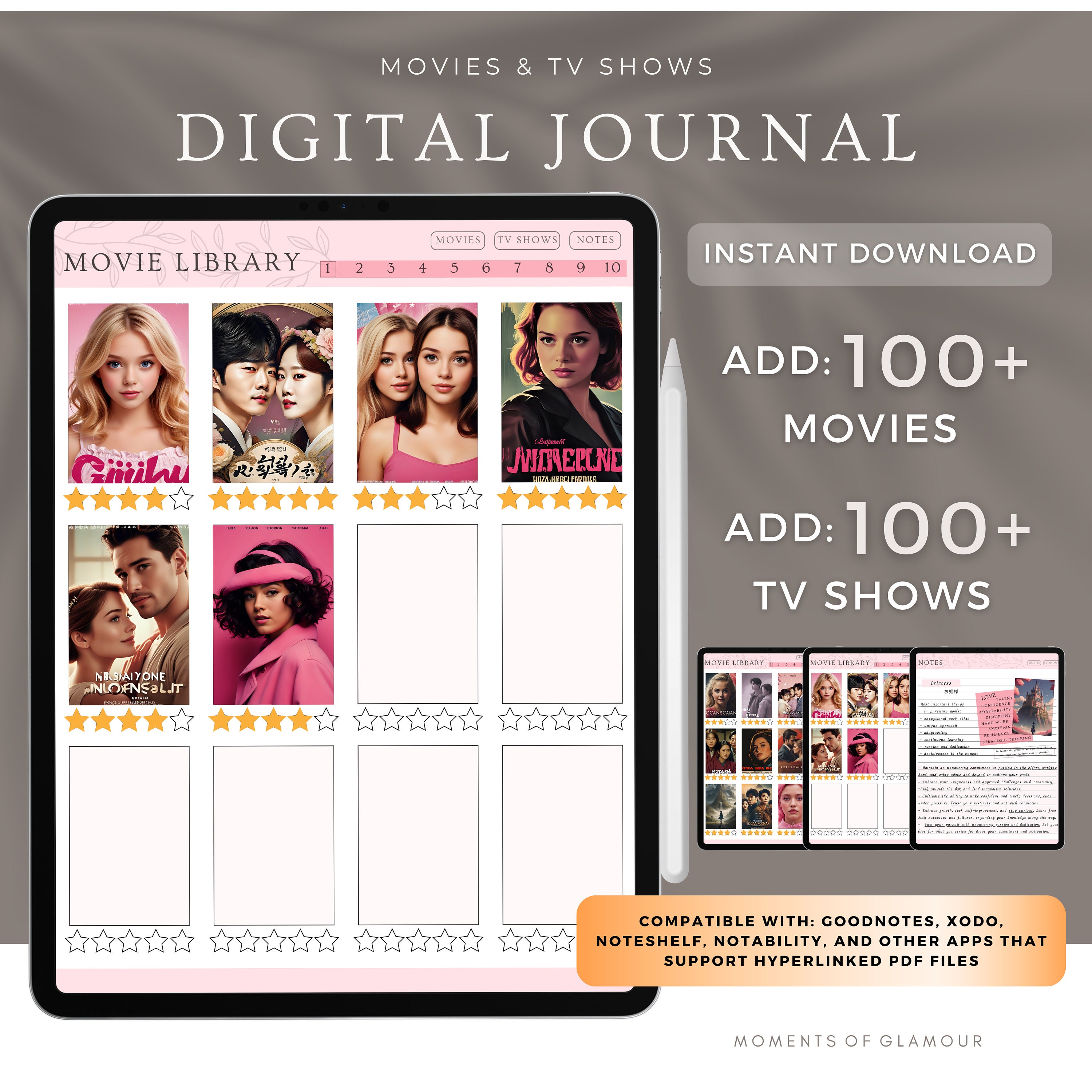 Digital Movie Journal for Tv Watching Digital Logbook for Movie ...