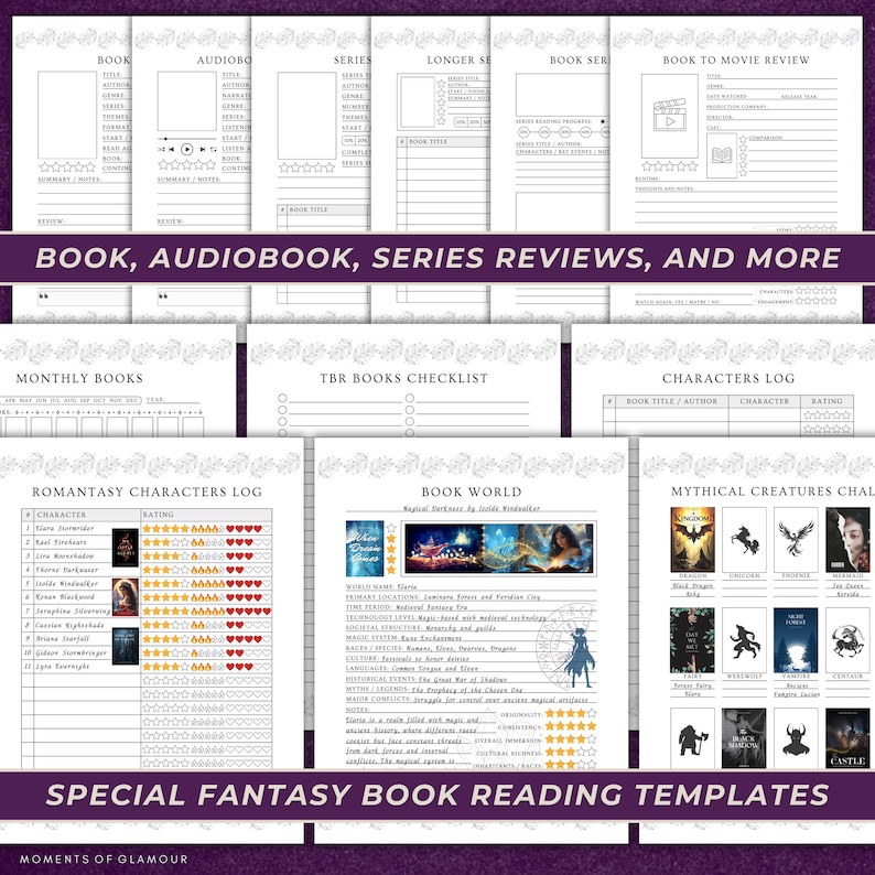 Printable Fantasy Reading Journal PDF Book Tracker Romantasy Reading ...