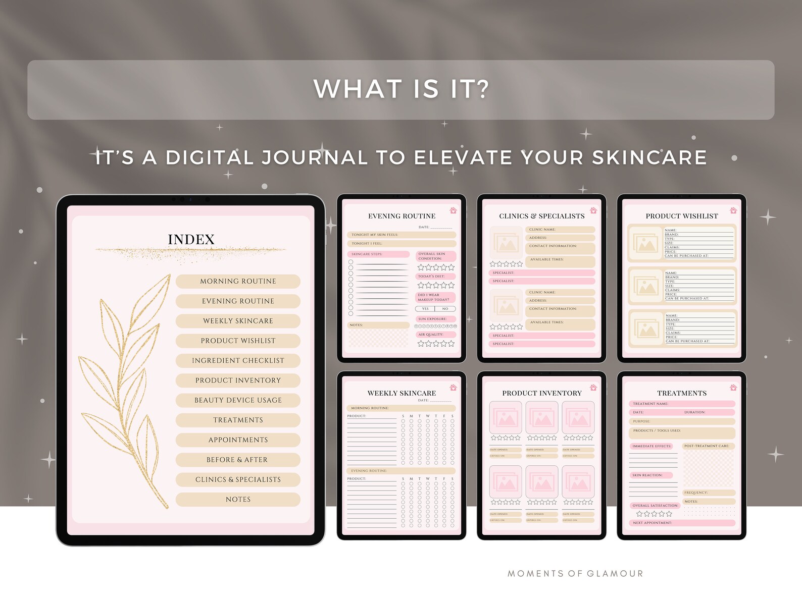 Skin Care Routine Journal Digital Self Care Planner for Skincare ...