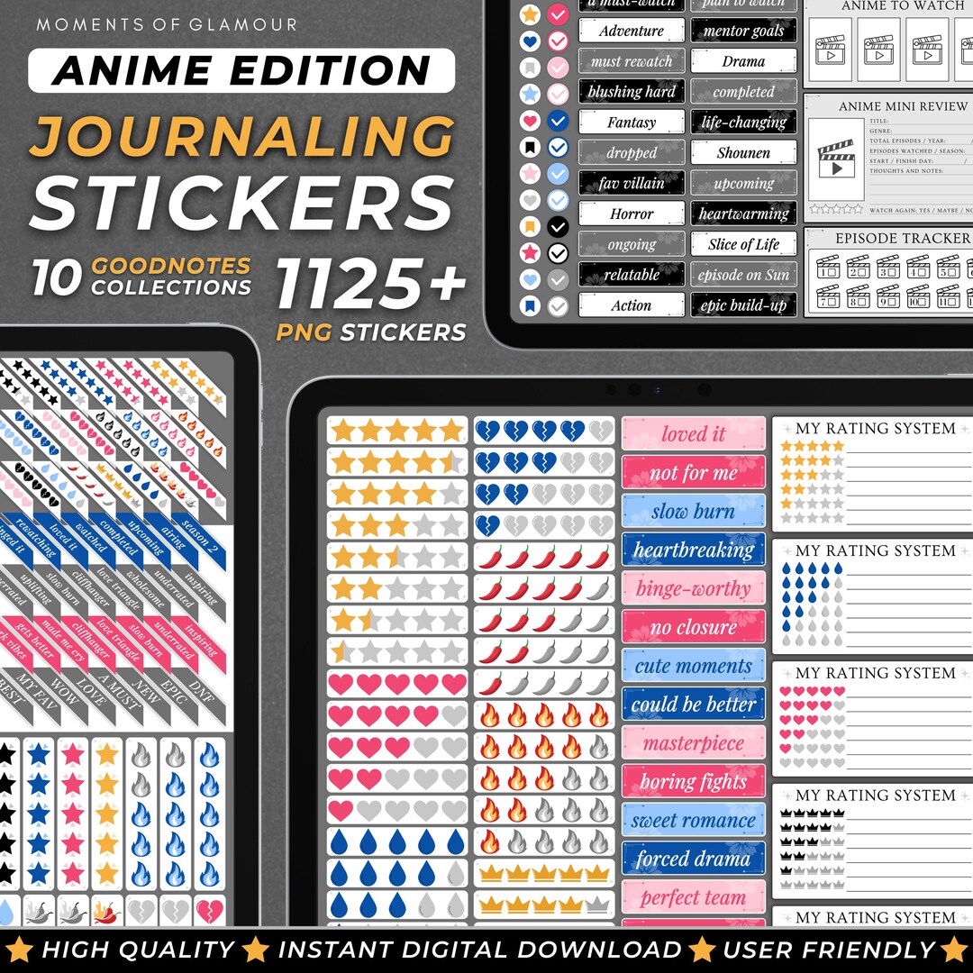 Review Sticker Anime PNG Bundle Digital Planner Sticker Pack iPad ...