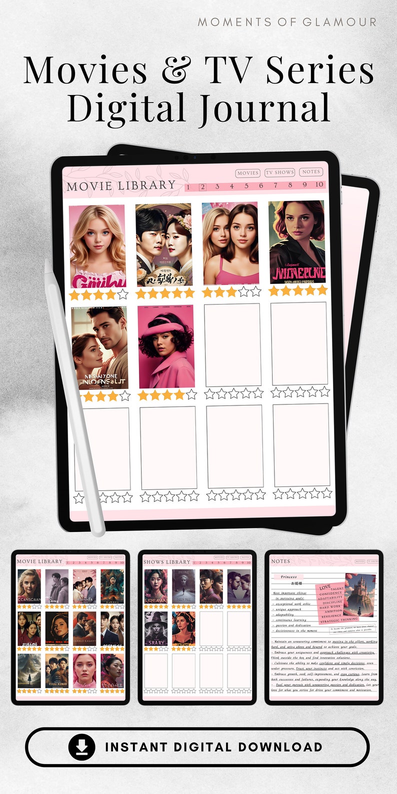 Digital Movie Journal for TV Watching Digital Logbook for Movie ...