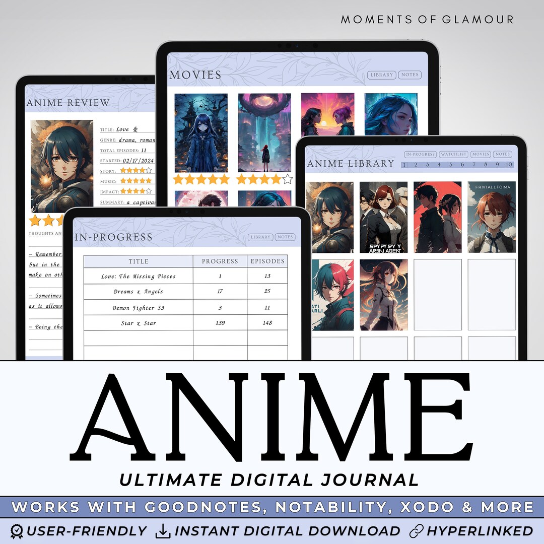 Anime Journal Digital Planner for Anime Fan Notebook Anime Tracker ...