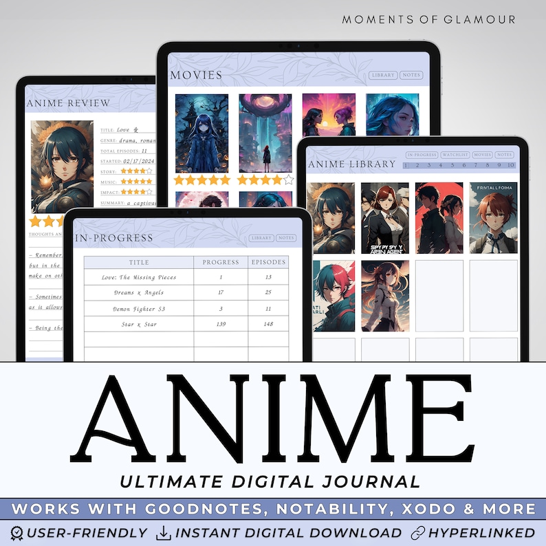 Anime Journal Digital Planner for Anime Fan Notebook Anime Tracker ...