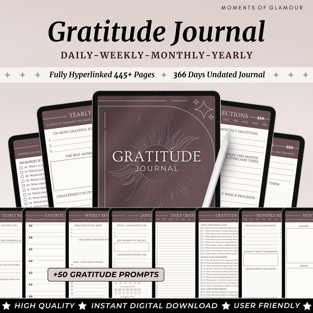 Gratitude Journal Digital Download Planner Mindfulness PDF Wellness ...