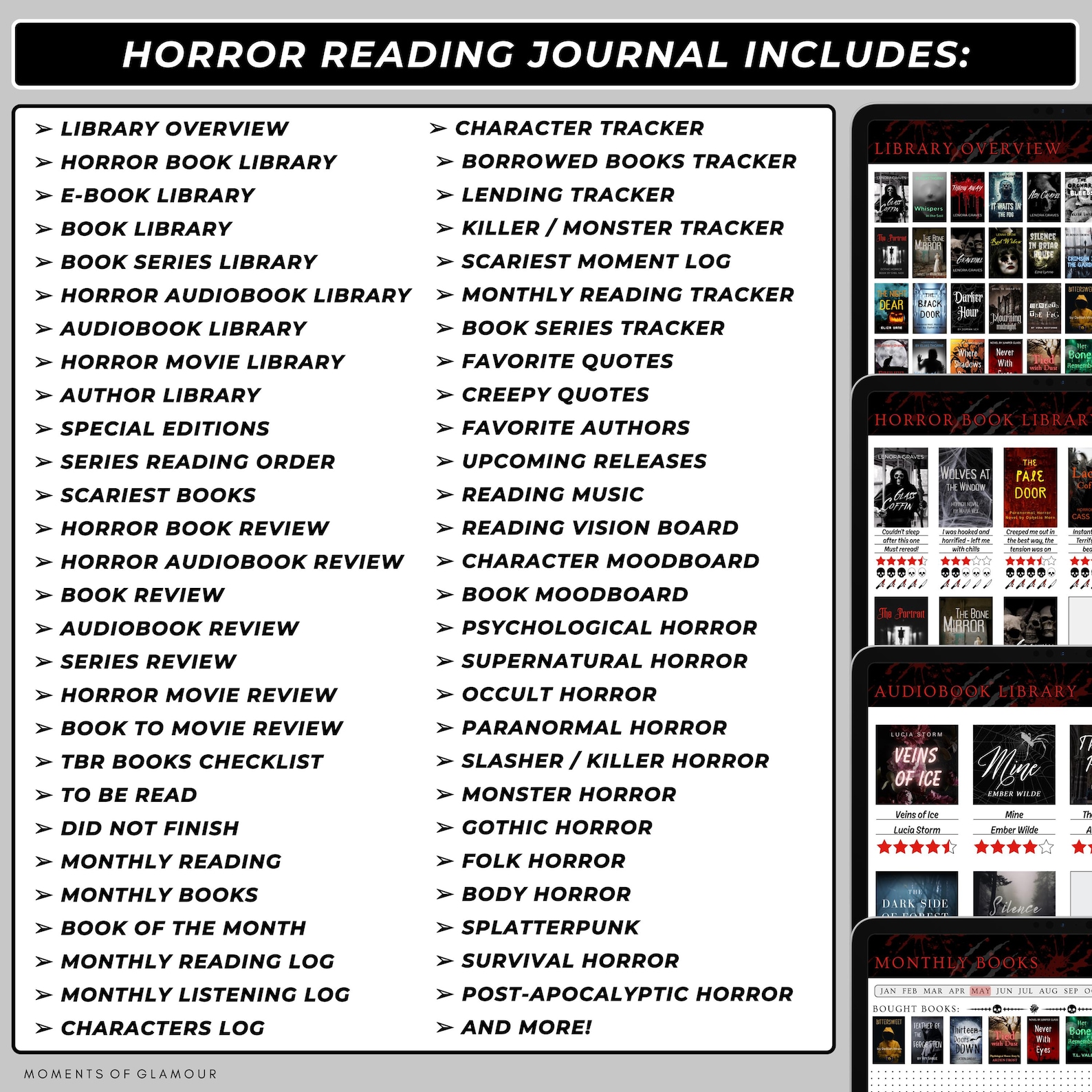 Book Journal Horror Digital Download Reader Book Journal Dark Mystical ...
