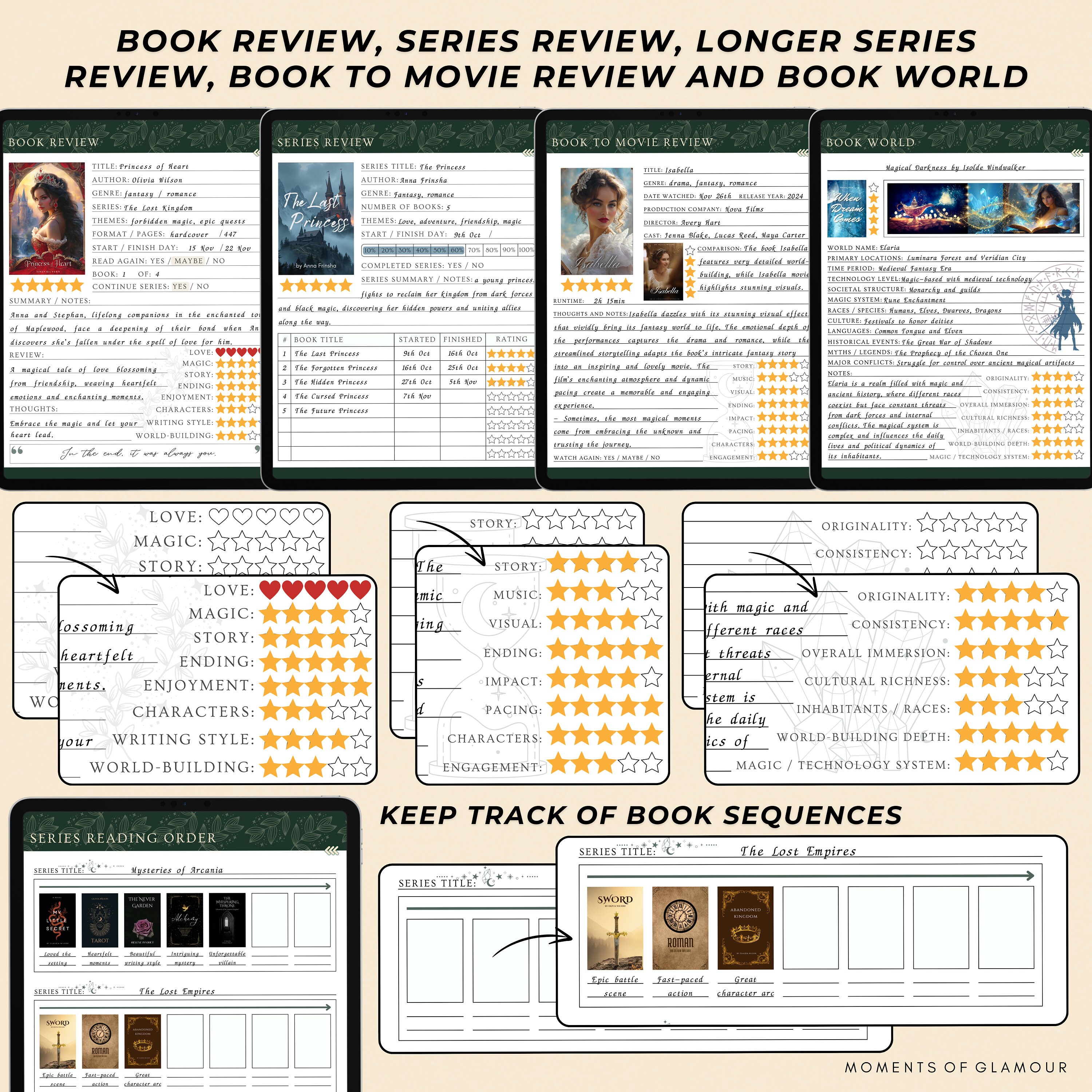 Fantasy Reading Journal Digital Book Journal Romantasy Reader Planner ...