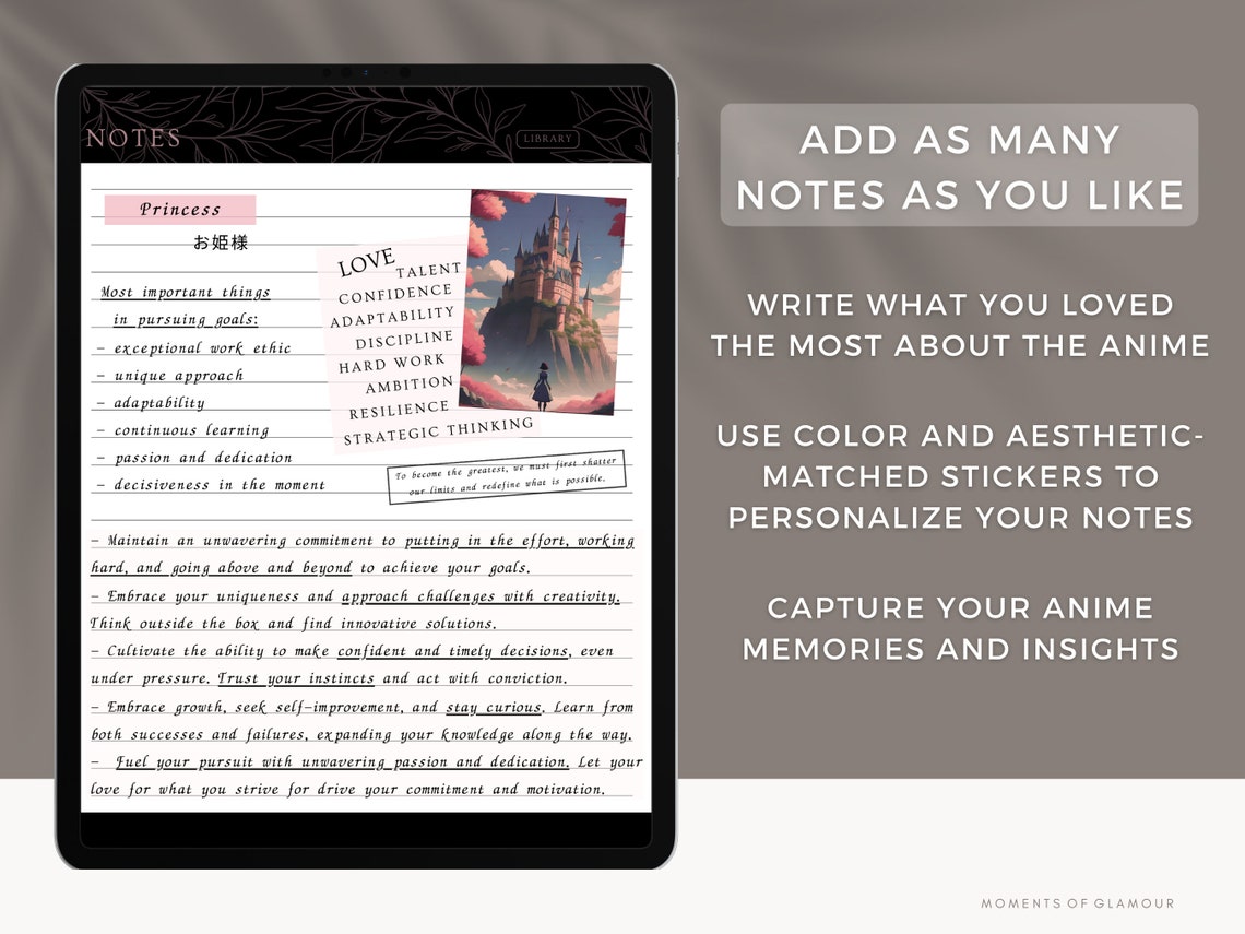 Digital Anime Journal Template Anime Notebook Digital Anime Planner ...