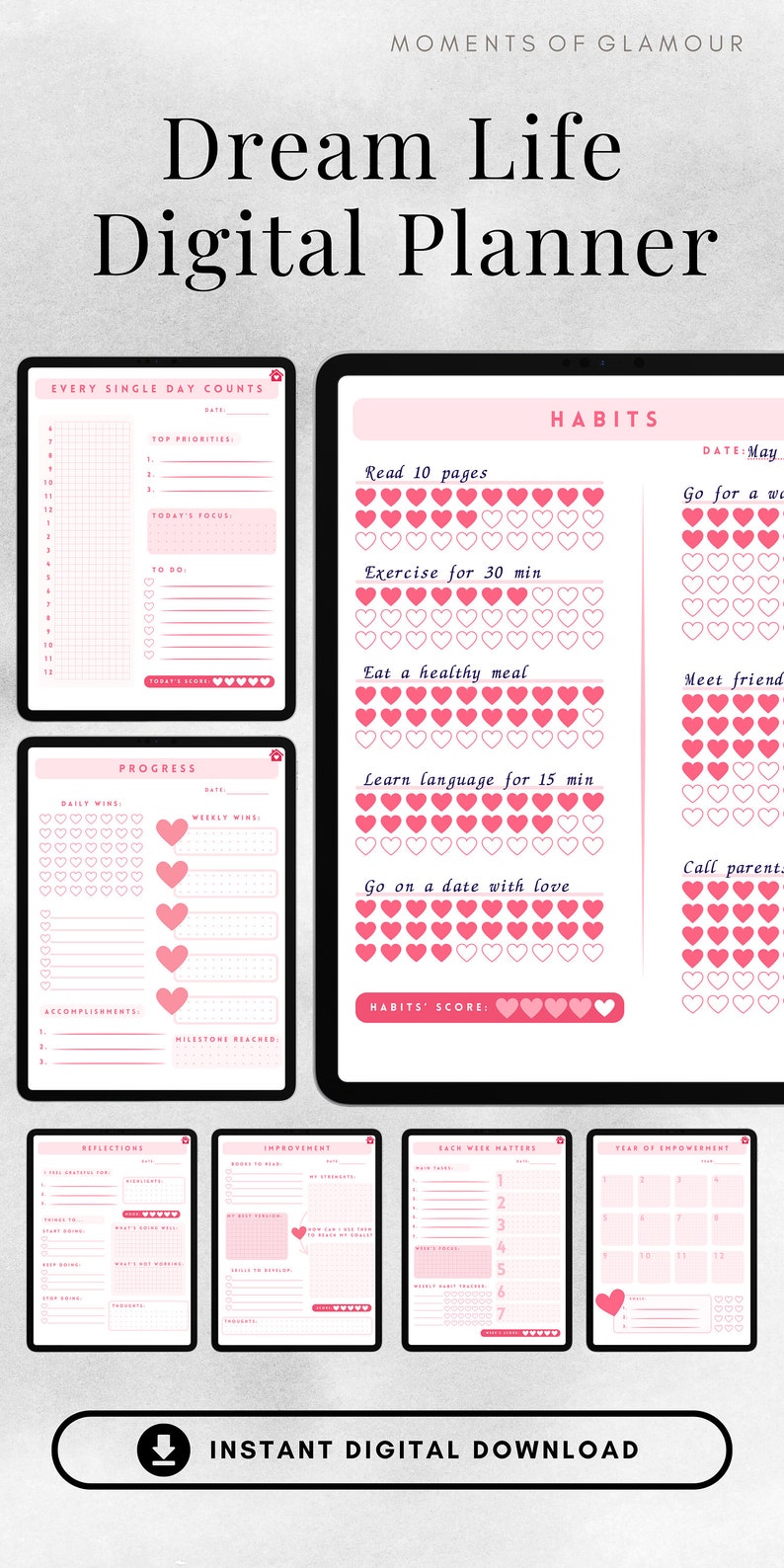 Digital Planner Dream Life Planner Digital Journal for Her Cute Planner ...