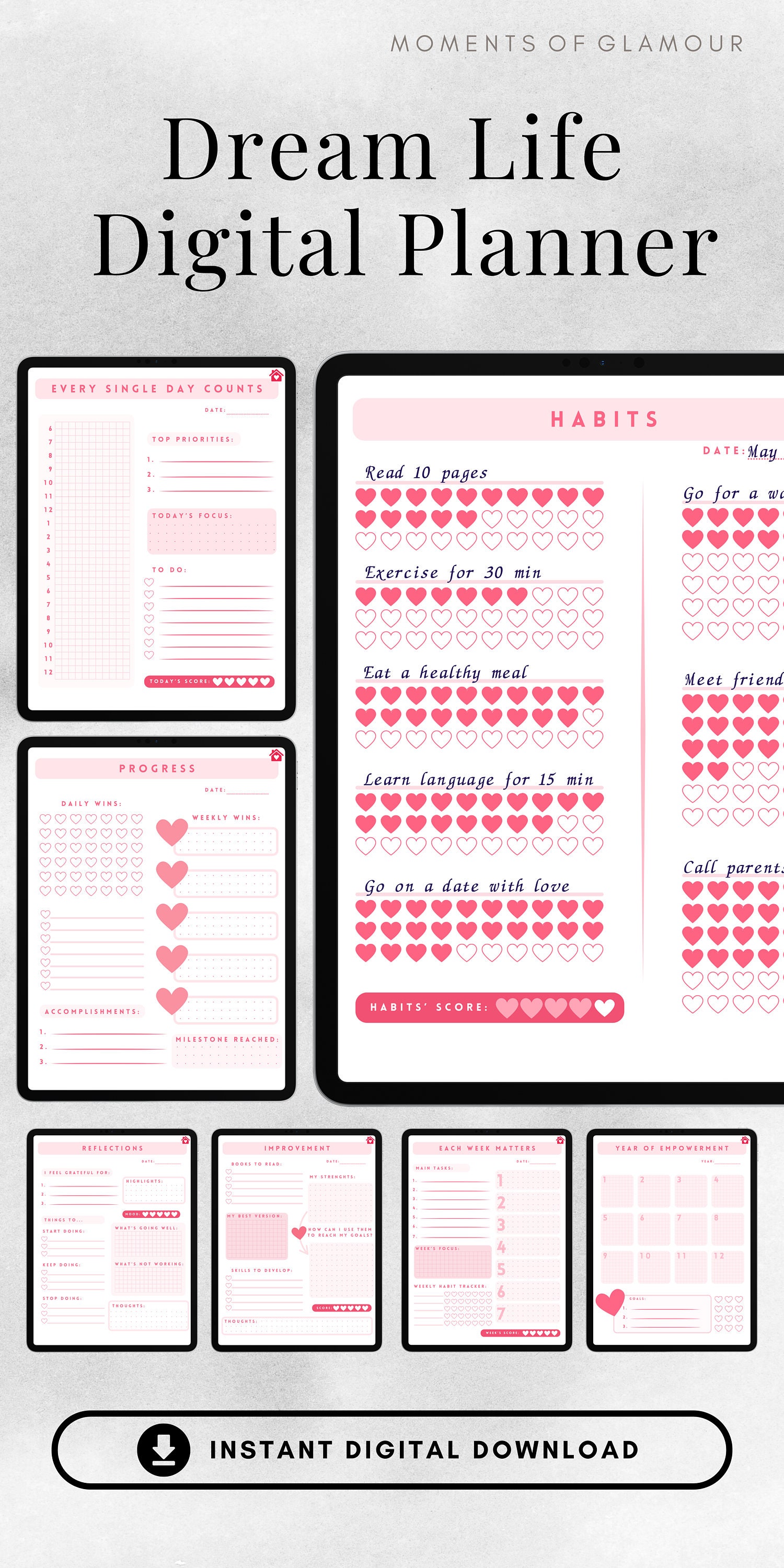 Digital Planner Dream Life Planner Digital Journal for Her Cute Planner ...