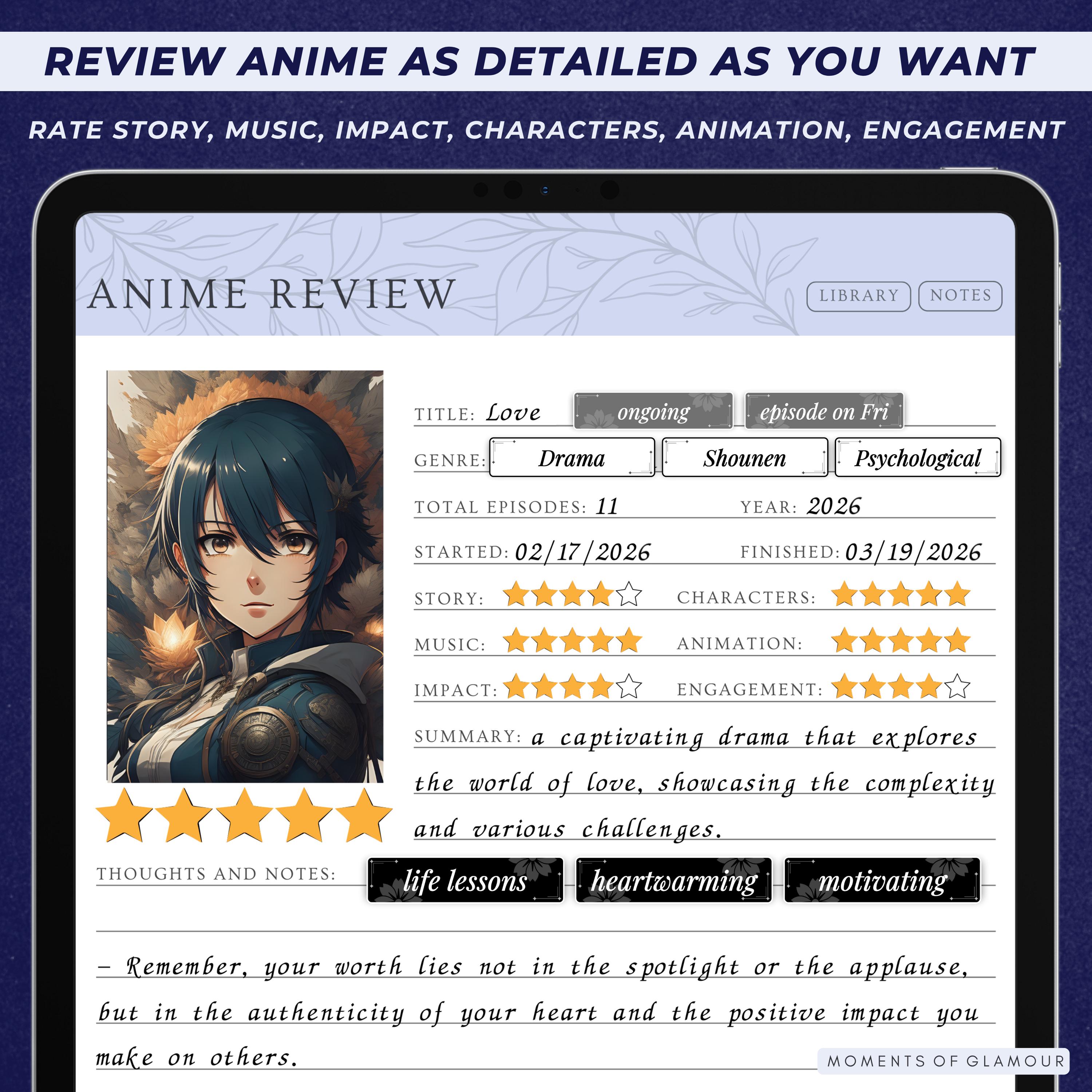 Anime Journal Digital Planner for Anime Fan Notebook Anime Tracker ...