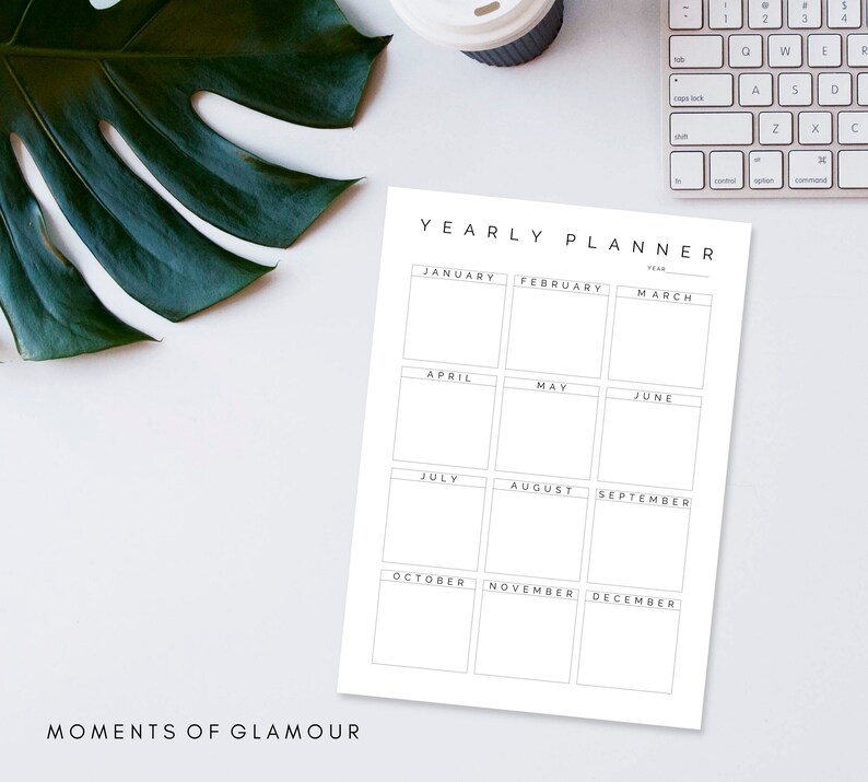Simple Yearly Planner Year at a Glance Printable & - Etsy