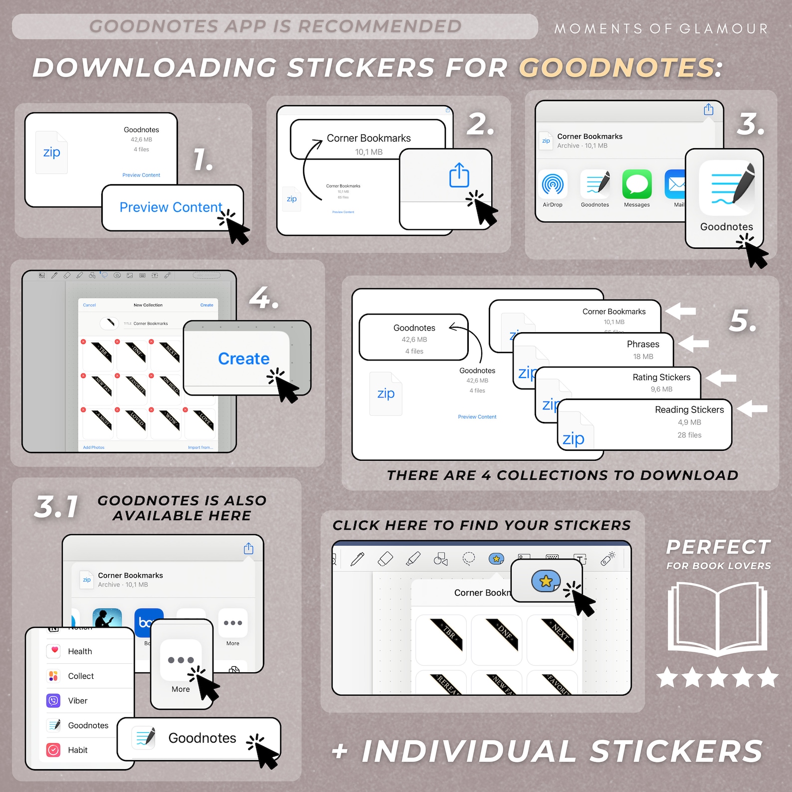 Rating Sticker for Reading Journal Digital Sticker Bundle Png Reader ...