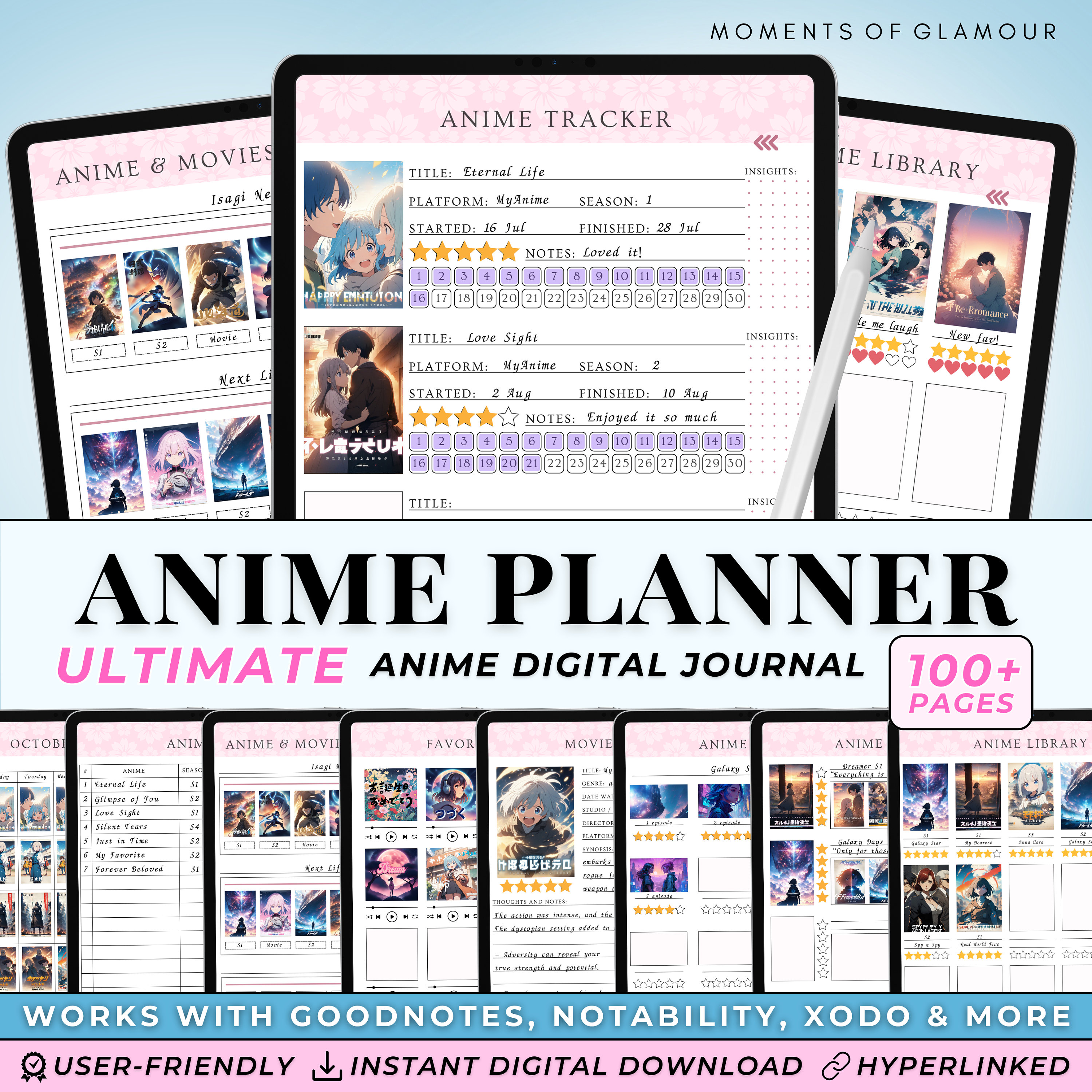 Anime Journal for Episode Tracking Anime Notebook Digital Anime Series ...