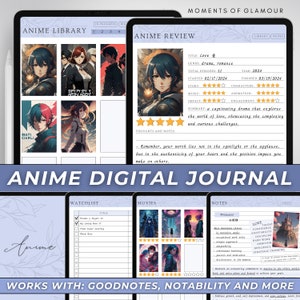 Digital Anime Journal Template Anime Checklist Anime Watchlist Digital ...