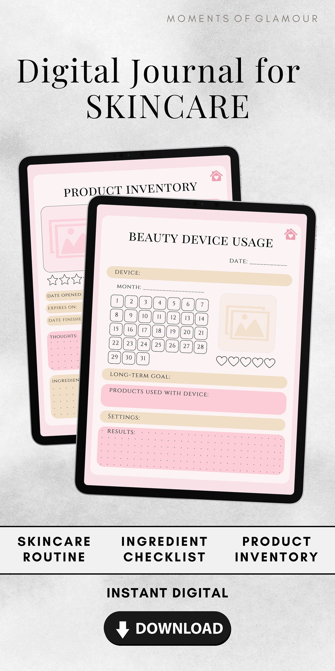 Skin Care Routine Journal Digital Self Care Planner for Skincare ...