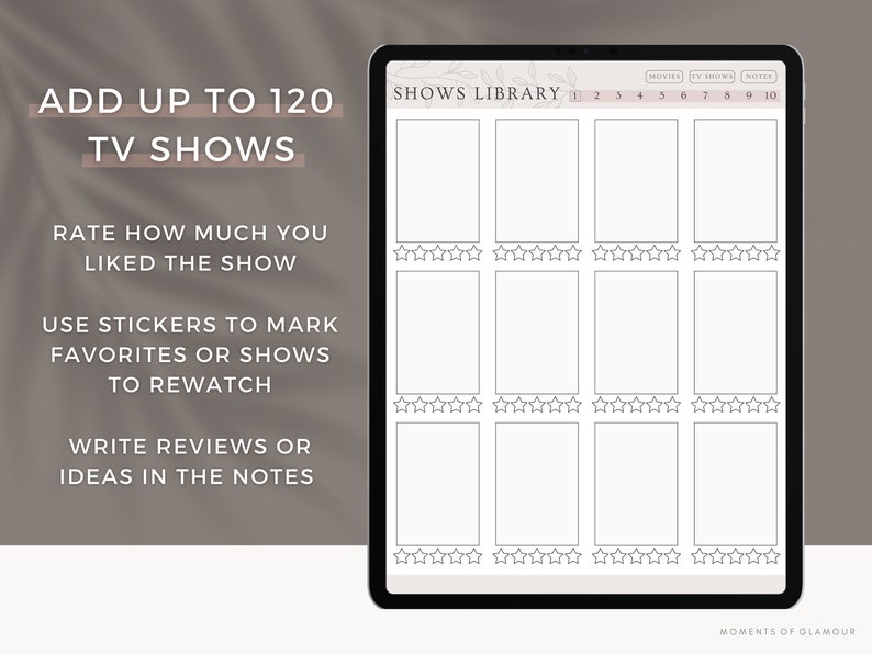 Movie Journal Digital Planner for Movies & TV Shows iPad Movie ...