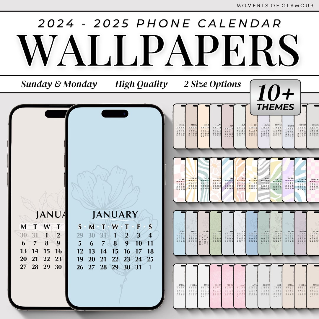2025 Calendar Phone Wallpaper Instant Download Minimalist Phone ...