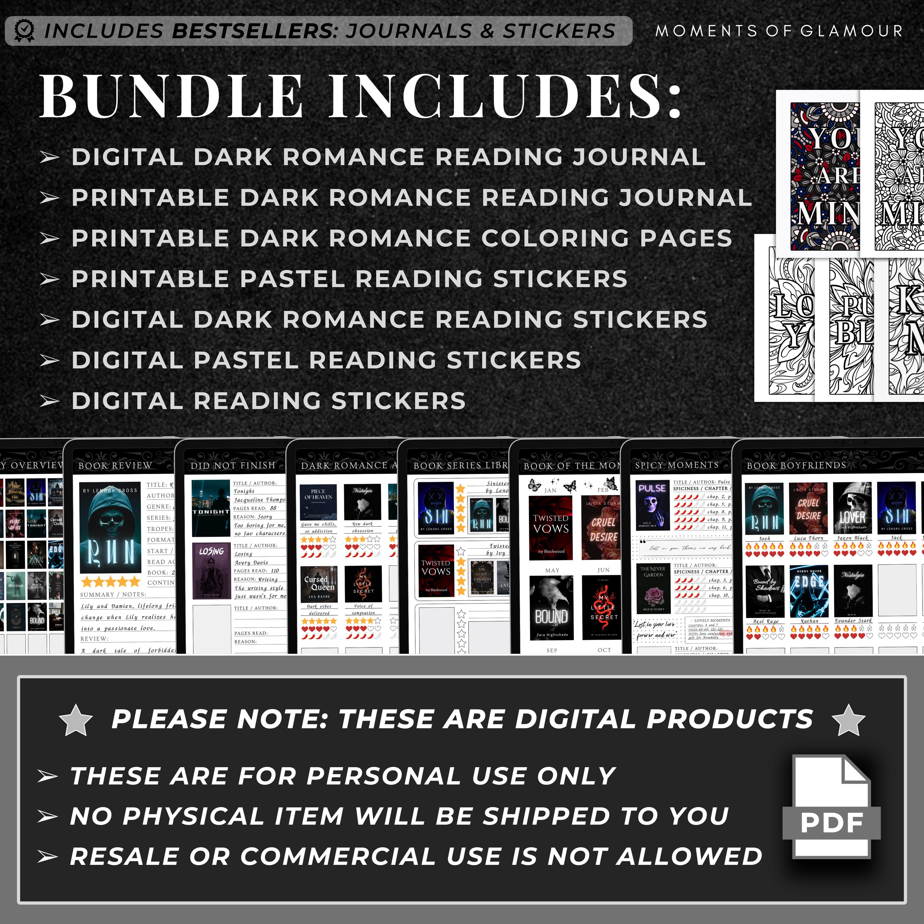 Dark Romance Bundle PNG Sticker for Digital Planner Book Themed Sticker ...