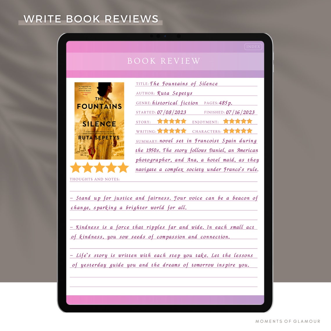 Digital Reading Journal Digital Reading Planner Reading Tracker Pink ...