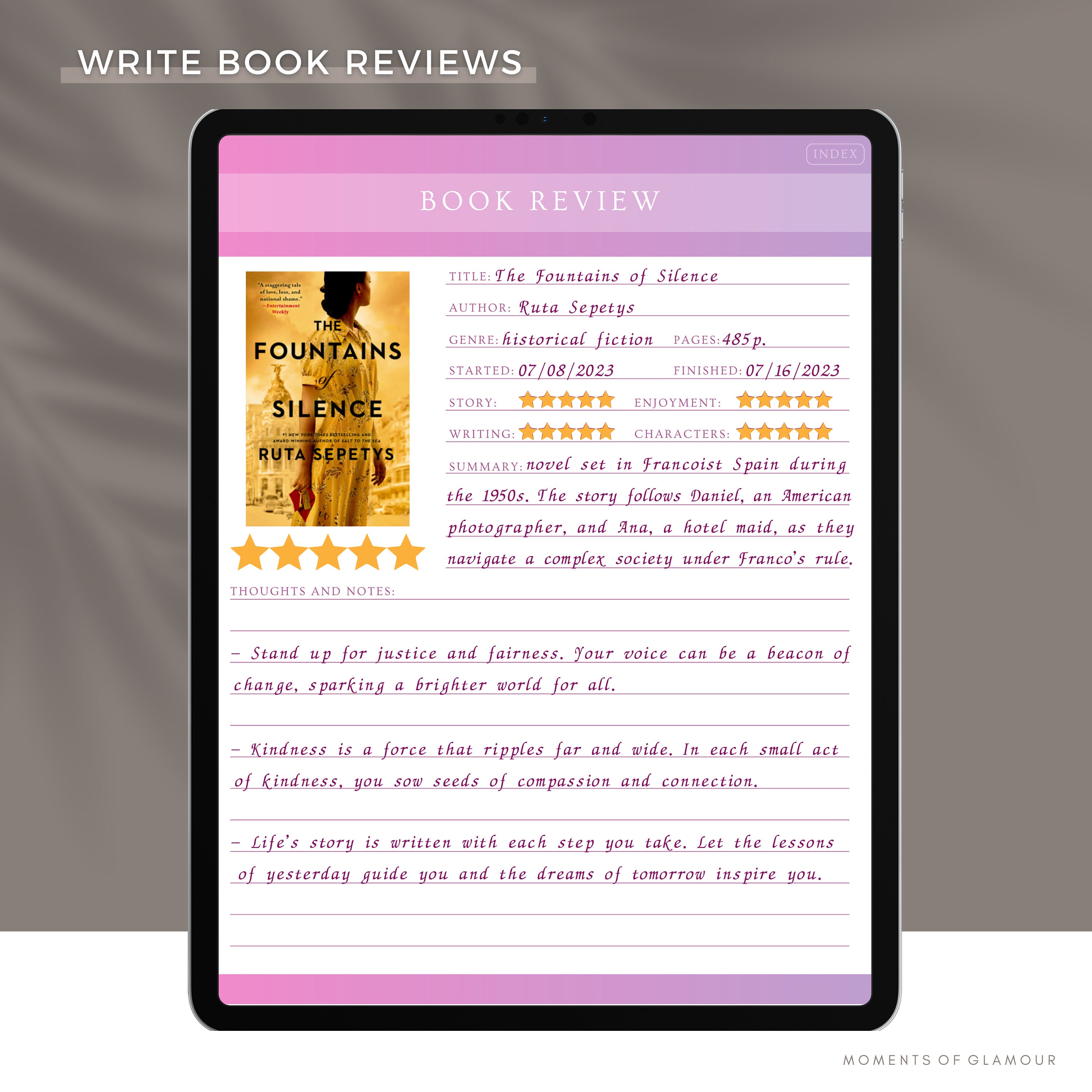 Digital Reading Journal Digital Reading Planner Reading Tracker Pink ...