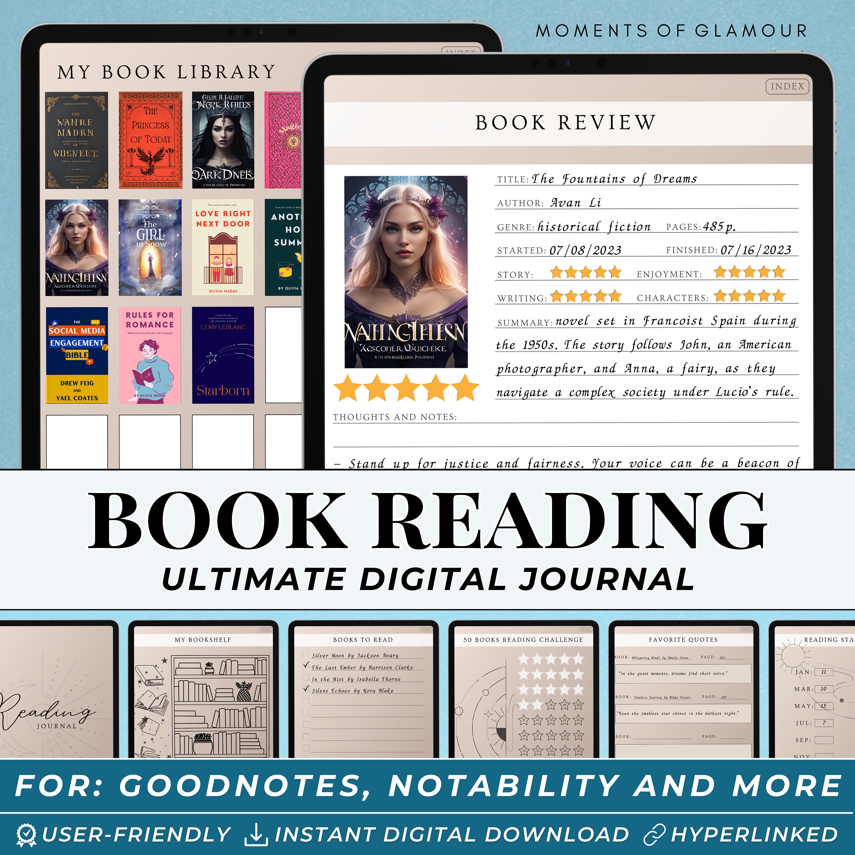 Digital Book Reading Journal for iPad Reading Planner for Reader ...