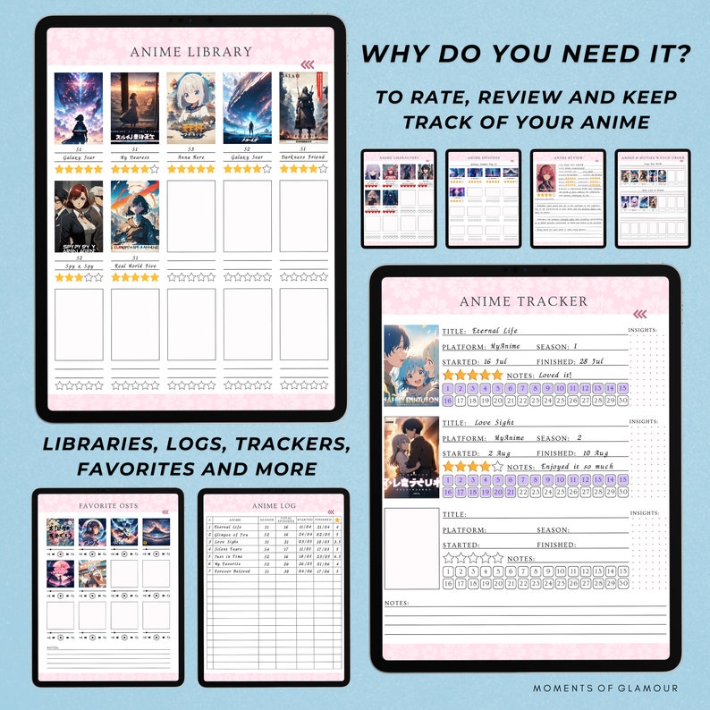 Anime Journal for Episode Tracking Anime Notebook Digital Anime Series ...