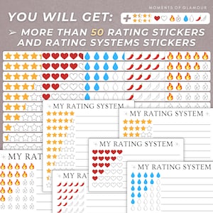 Rating Sticker for Reading Journal Digital Sticker Bundle PNG Reader ...