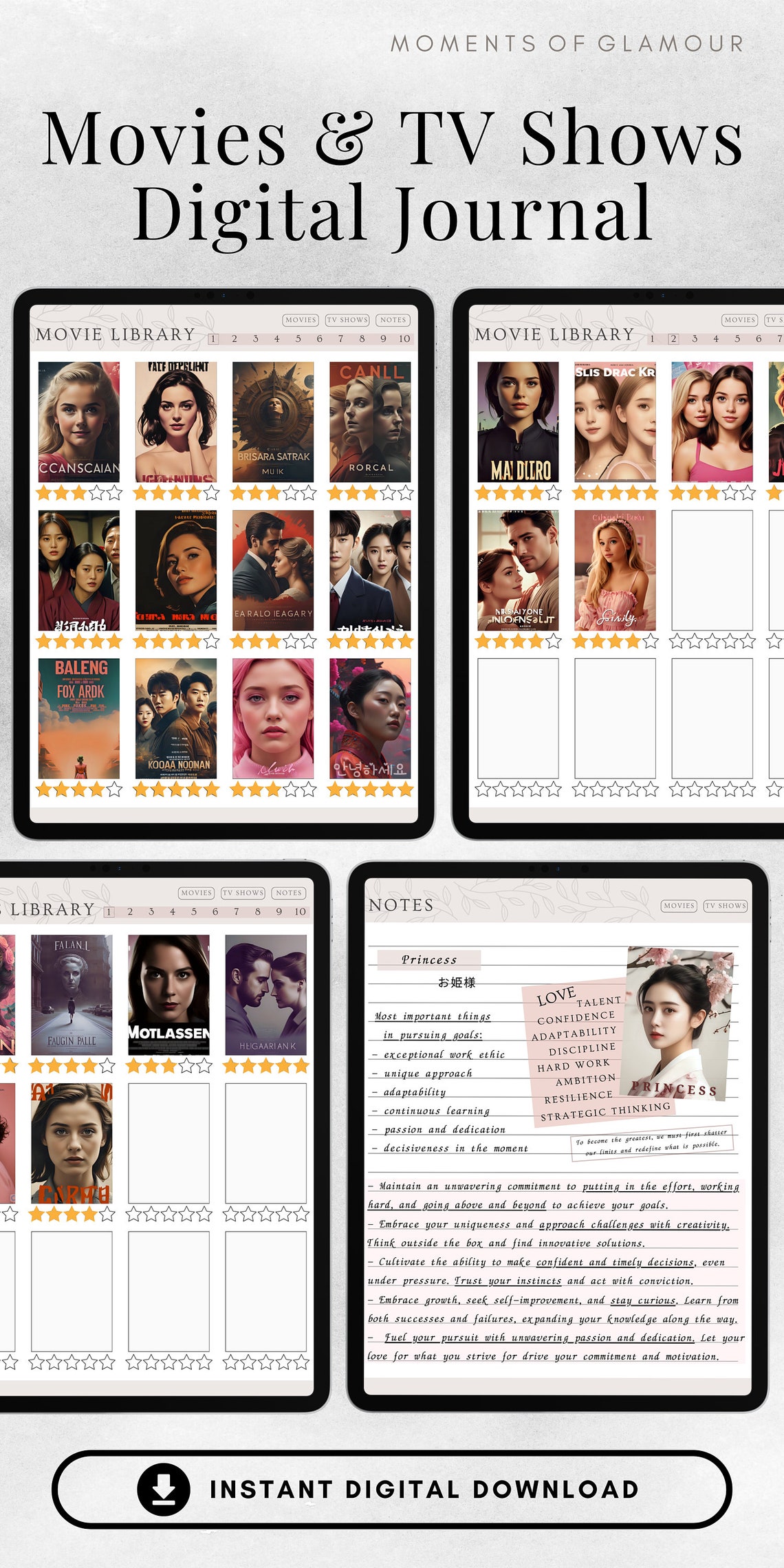 Movie Journal Digital Movie Library Goodnotes Movie Review Digital ...