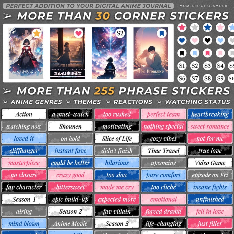 Anime Journal Digital Sticker Movies and Series Tracker Sticker Anime ...